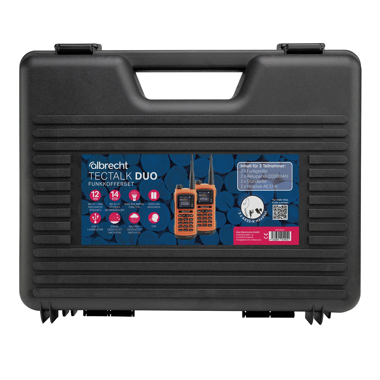 2er Kofferset Albrecht Tectalk Duo, PMR446 + Freenet (1W) | Alan ...